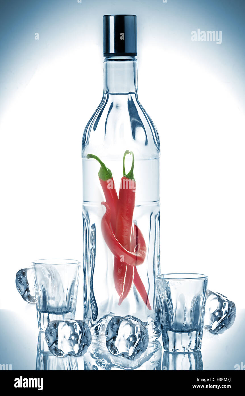 Bottle of vodka and ice cubes Stock Photo - Alamy