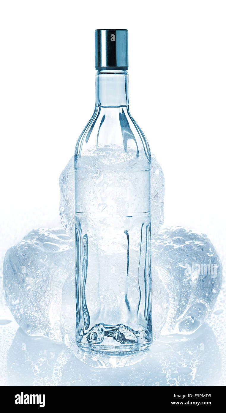 Bottle of vodka and ice cubes Stock Photo - Alamy