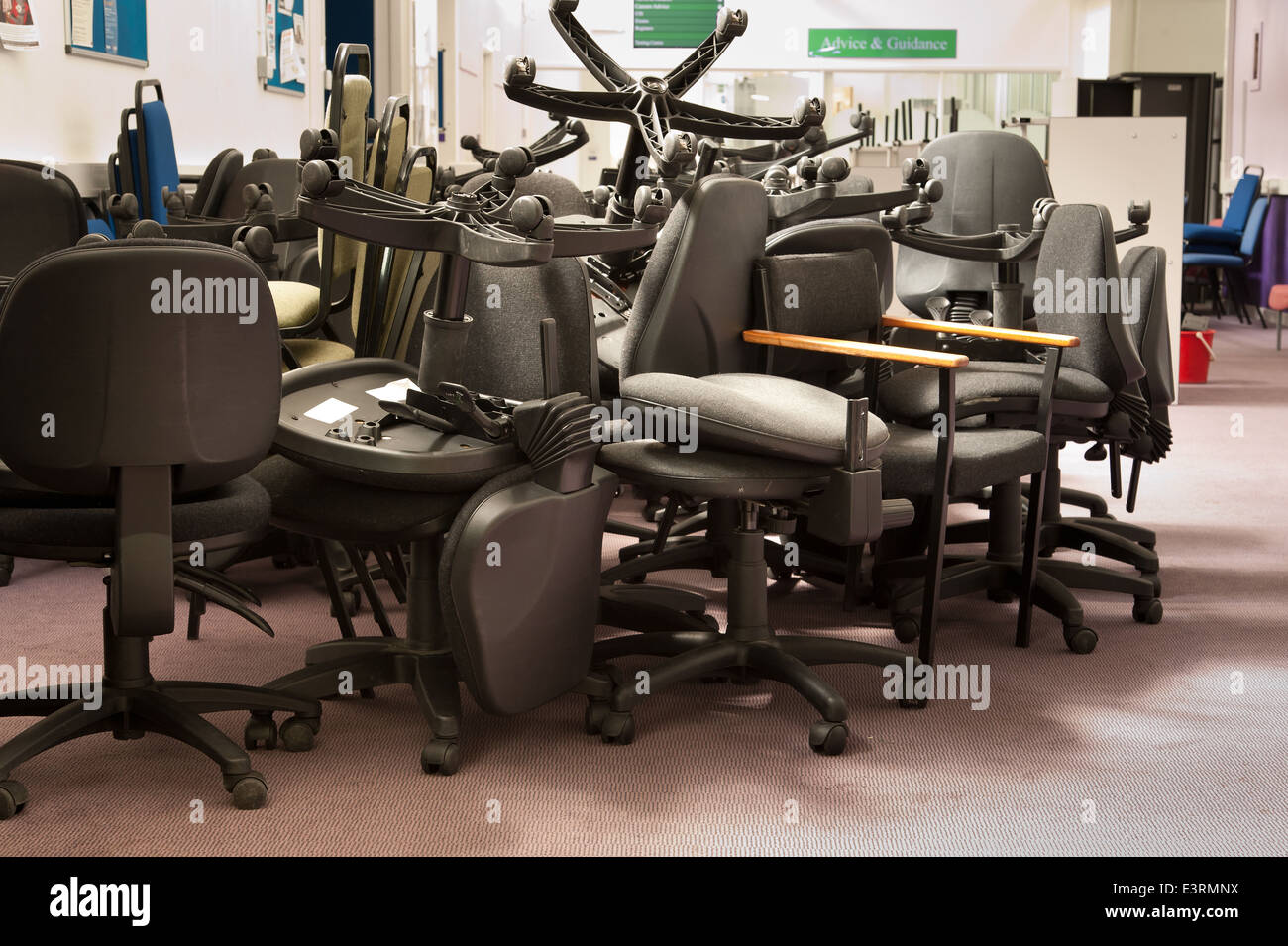 Stack office black chairs hi-res stock photography and images - Alamy