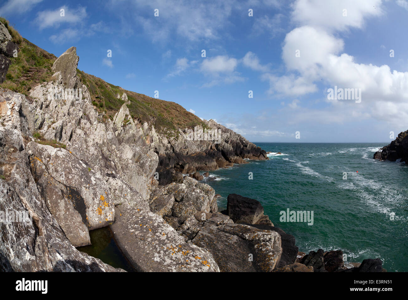The rocky entrance to the harbour, Porthclais, Pembrokeshire Stock ...