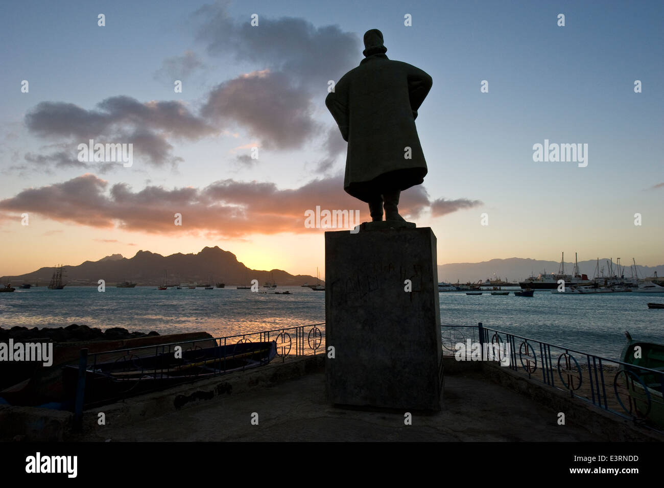 A street view in Mindelo, the only town on Sao Vicente Island, Cape ...
