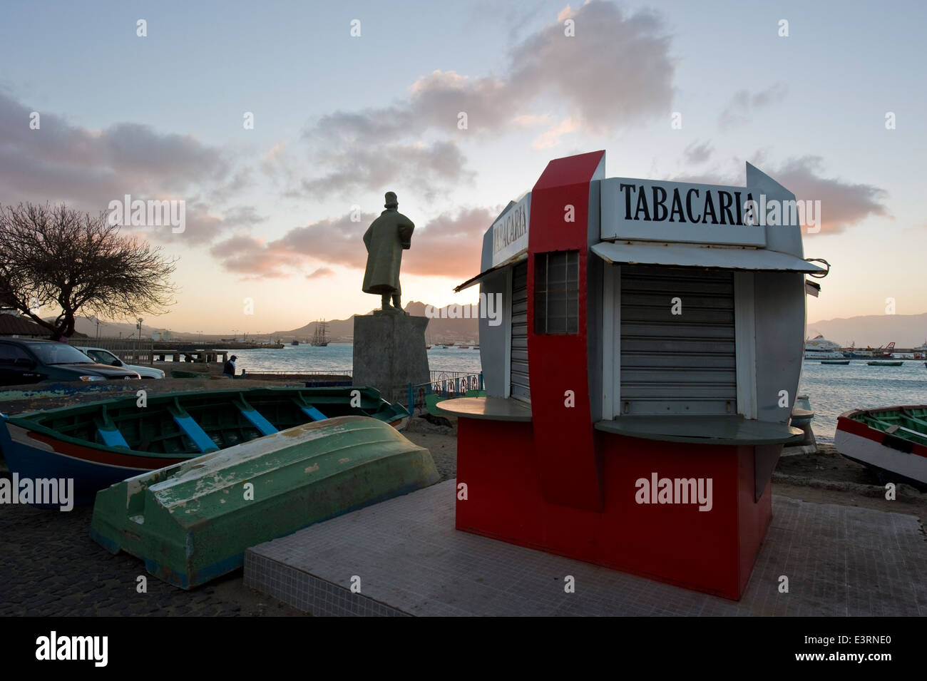 A street view in Mindelo, the only town on Sao Vicente Island, Cape ...
