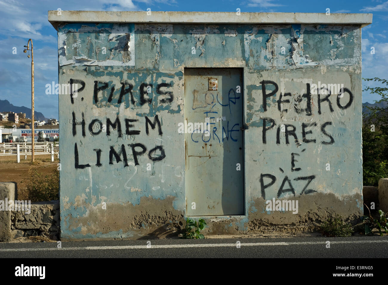 A street view in Mindelo, the only town on Sao Vicente Island, Cape ...