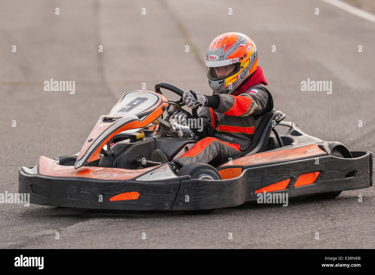 Amateur Go cart racing showing movement at Ellough Park Raceway ...