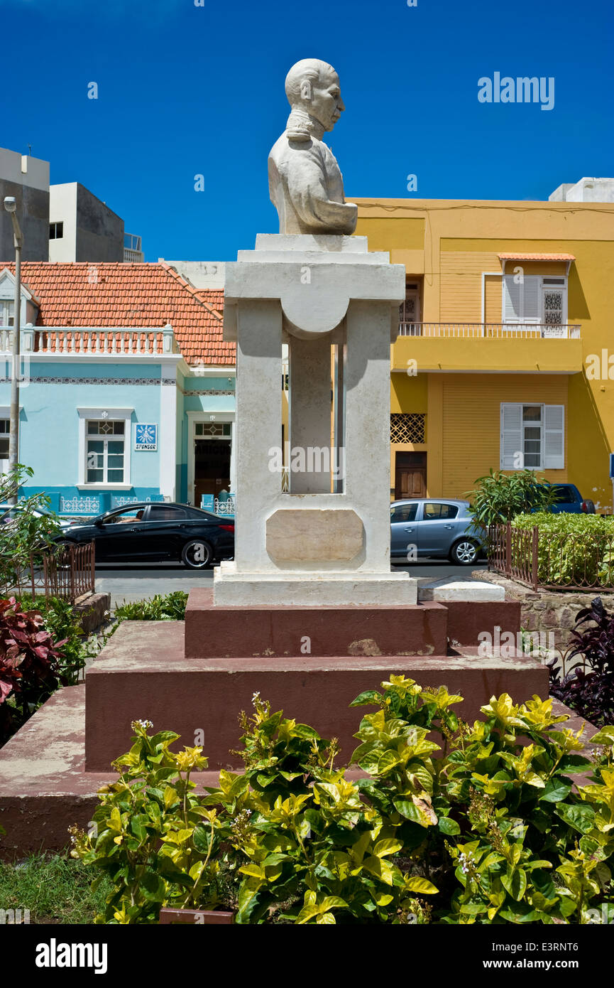 A street view in Mindelo, the only town on Sao Vicente Island, Cape ...