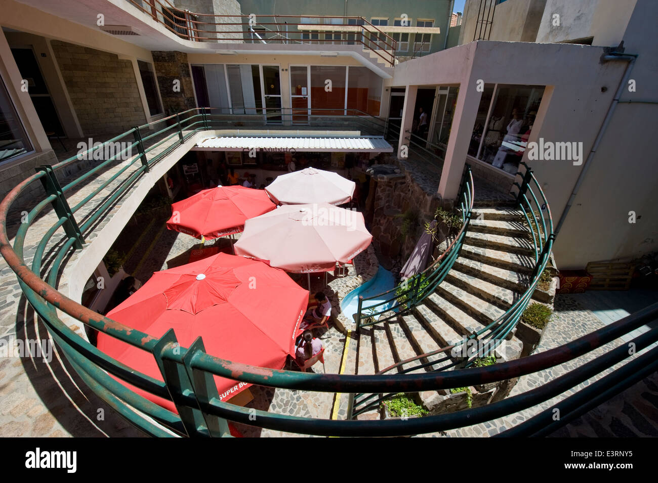 A street view in Mindelo, the only town on Sao Vicente Island, Cape ...