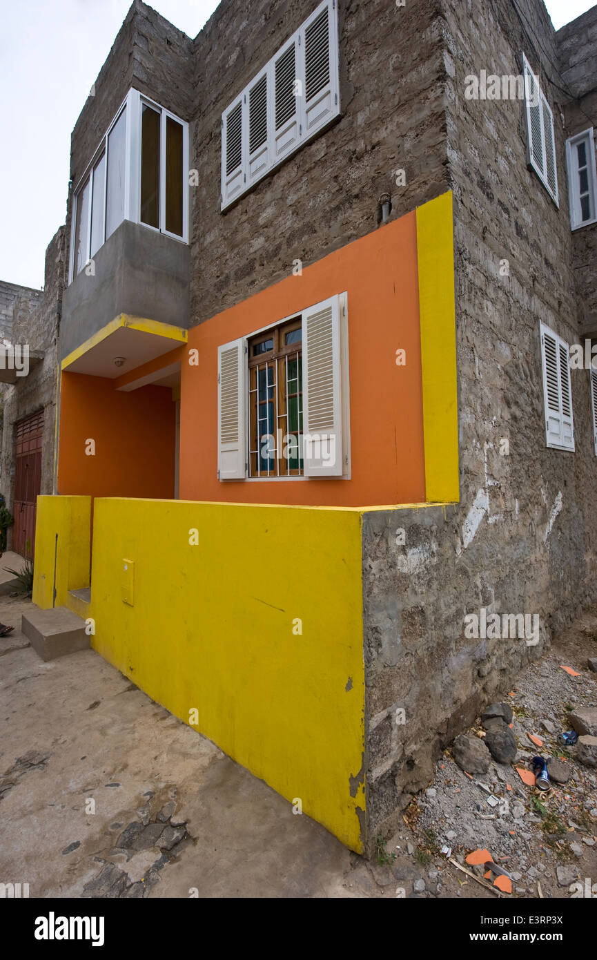 A street view in Mindelo, the only town on Sao Vicente Island, Cape ...