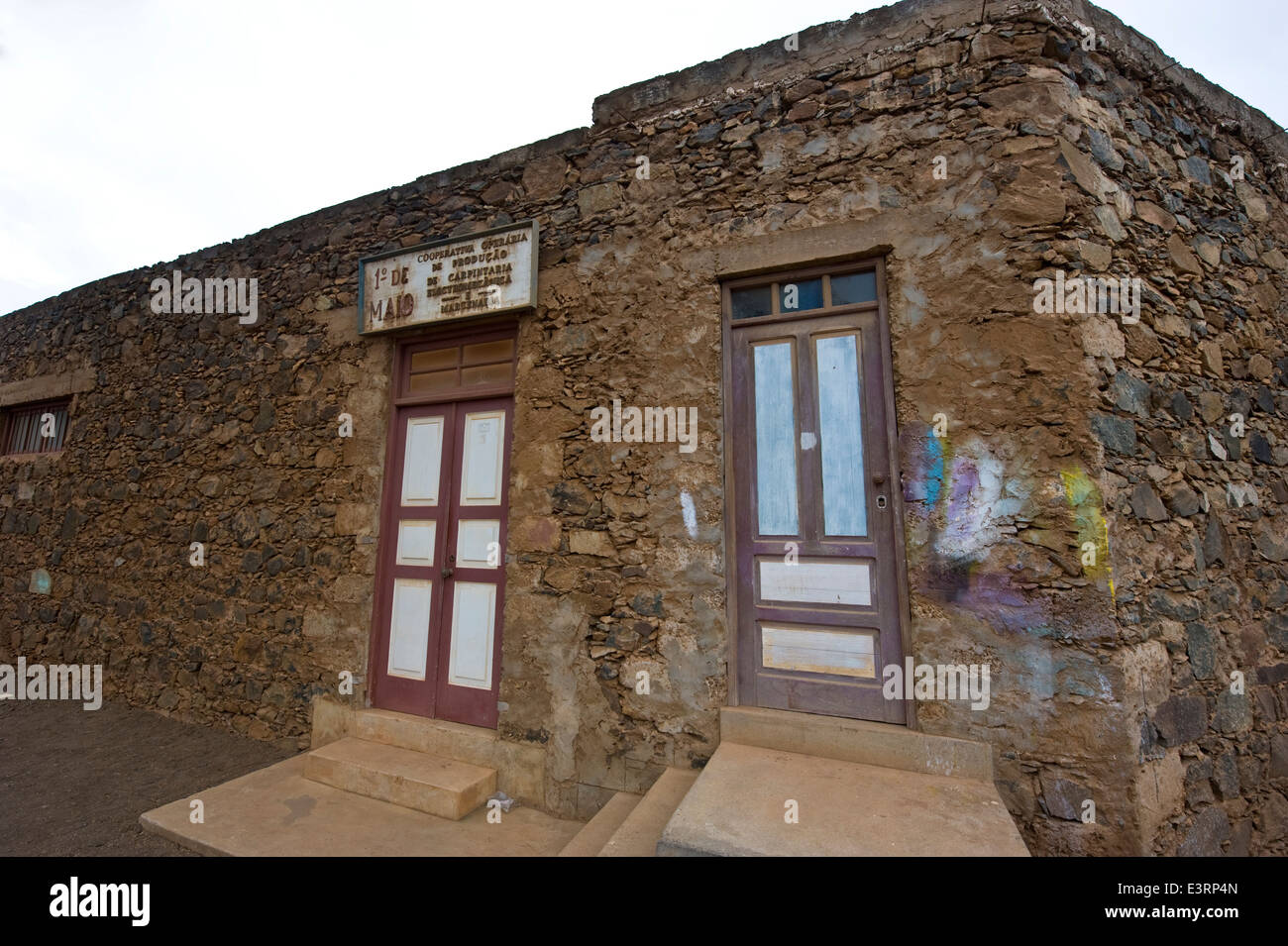 A street view in Mindelo, the only town on Sao Vicente Island, Cape ...