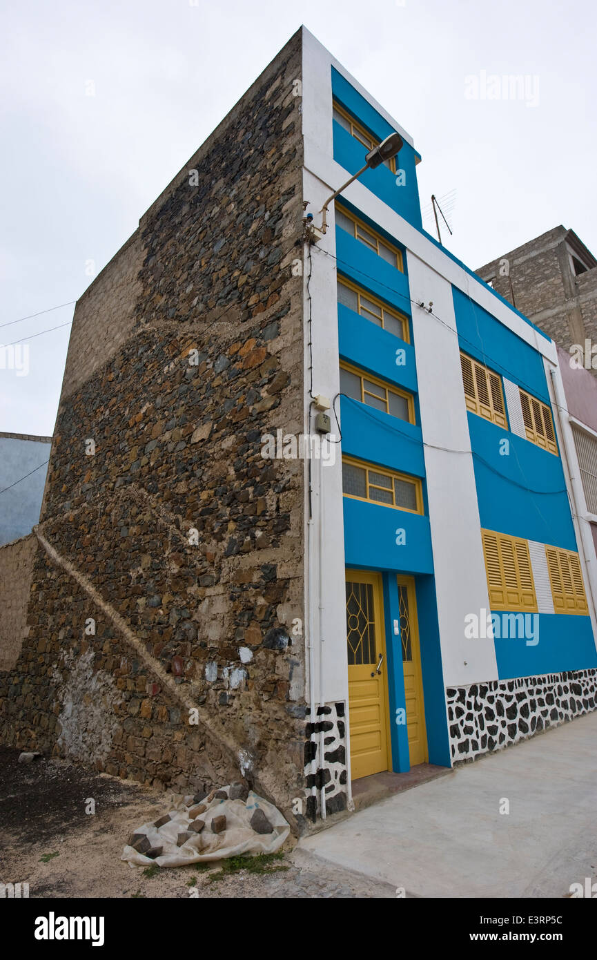 A street view in Mindelo, the only town on Sao Vicente Island, Cape ...