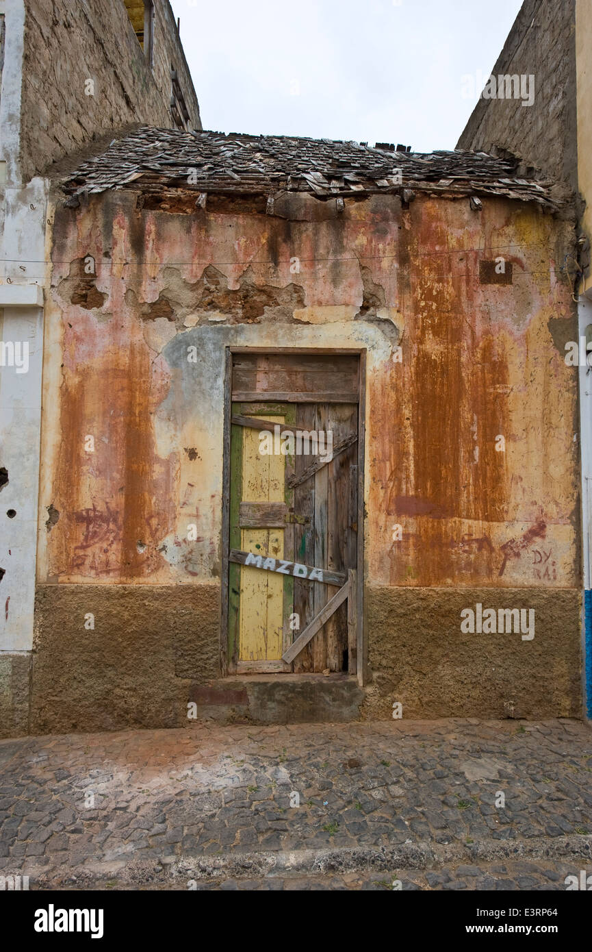 A street view in Mindelo, the only town on Sao Vicente Island, Cape ...