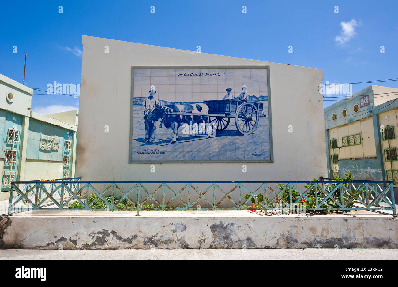 A street view in Mindelo, the only town on Sao Vicente Island, Cape ...