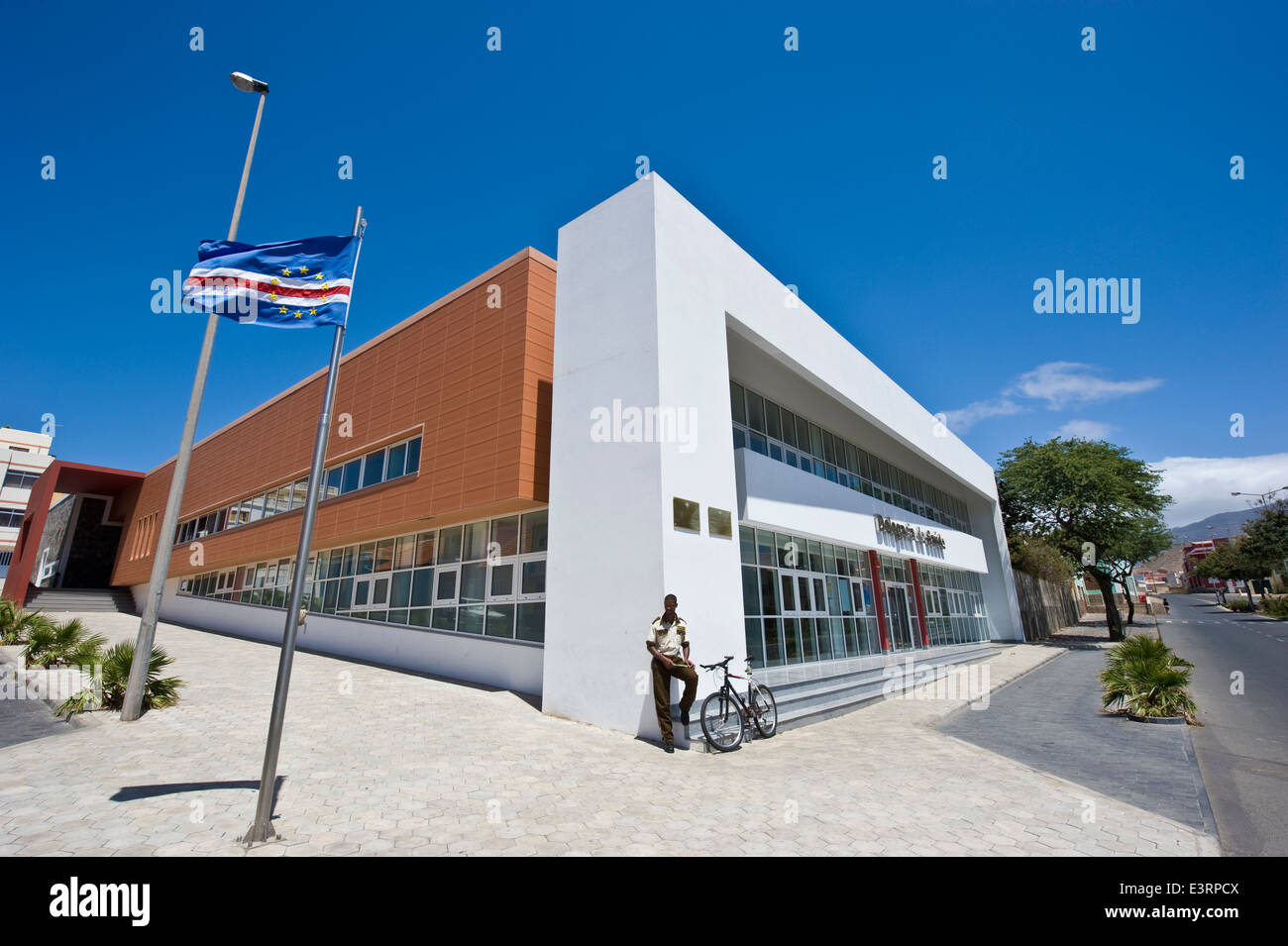 A street view in Mindelo, the only town on Sao Vicente Island, Cape ...