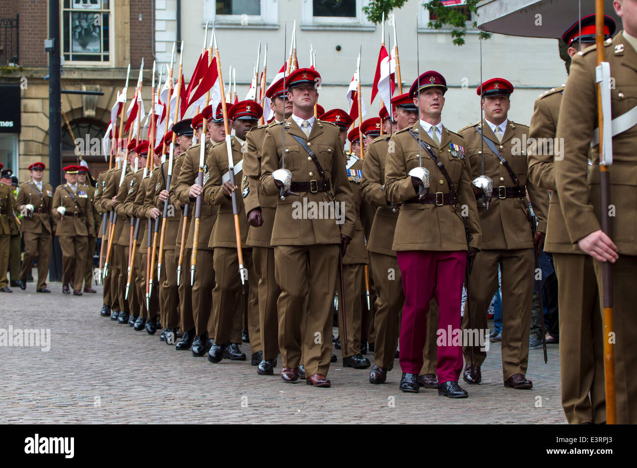 Northampton, UK. 28th June, 2014. The 9th/12th Royal Lancers proudly ...