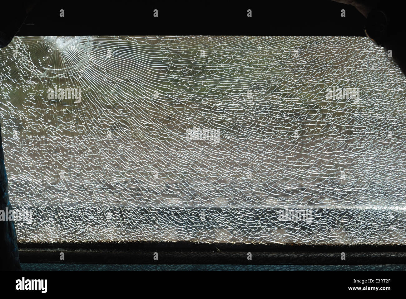 broken glass window of a train,india Stock Photo - Alamy