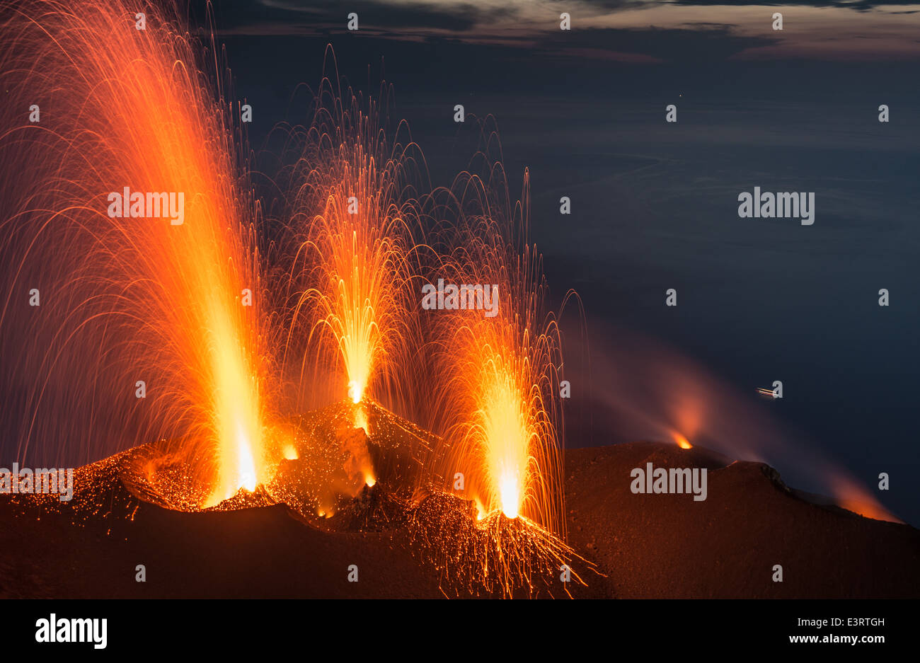 Volcanic eruption at Stromboli volcano, Eolian Islands: strombolian ...