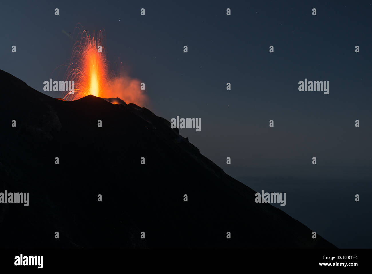 Volcanic eruption at Stromboli volcano, Eolian Islands: strombolian ...