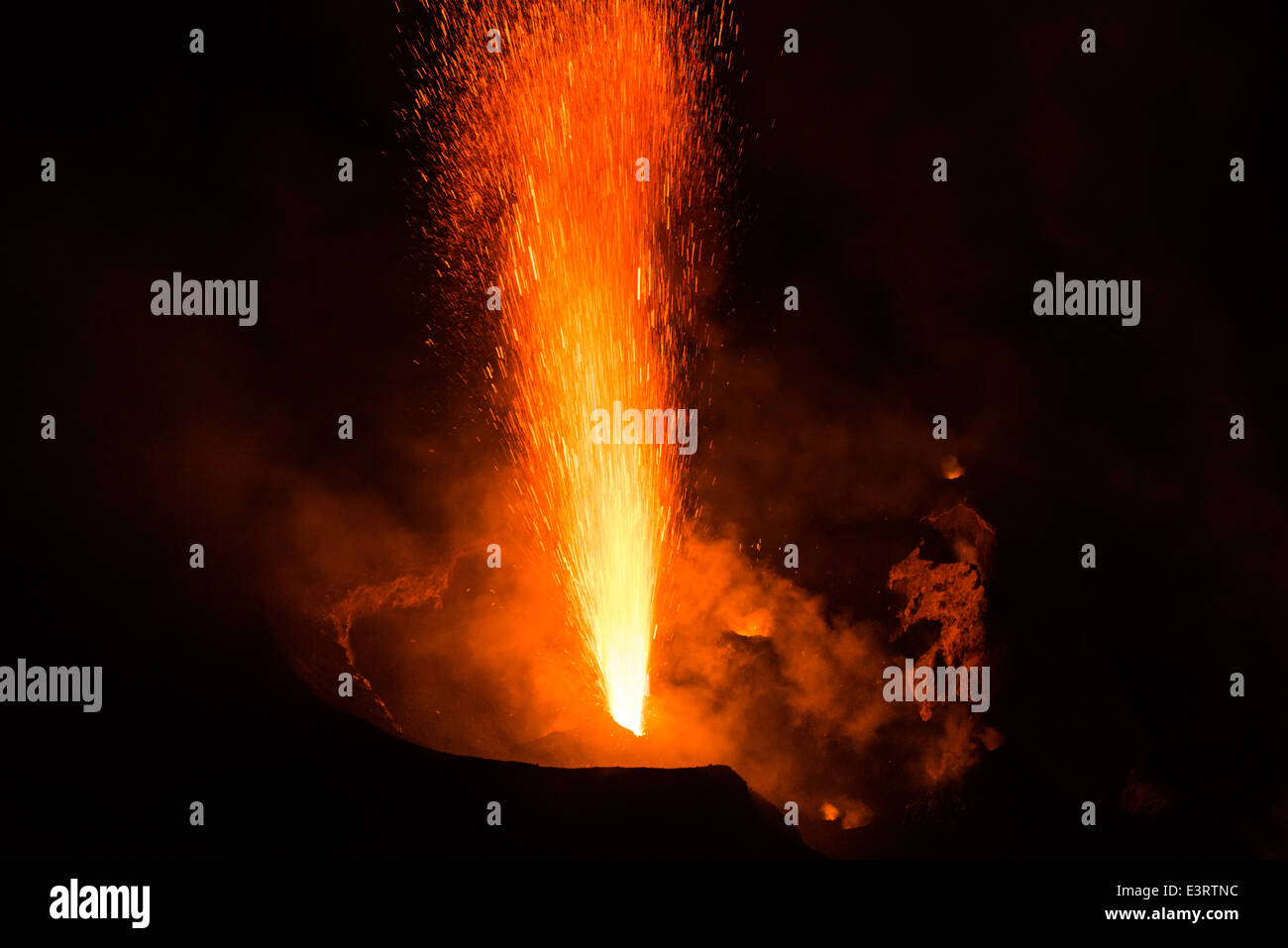 Volcanic eruption at Stromboli volcano, Eolian Islands: strombolian ...