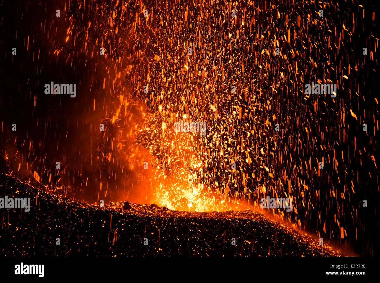 Volcanic eruption at Stromboli volcano, Eolian Islands: strombolian ...