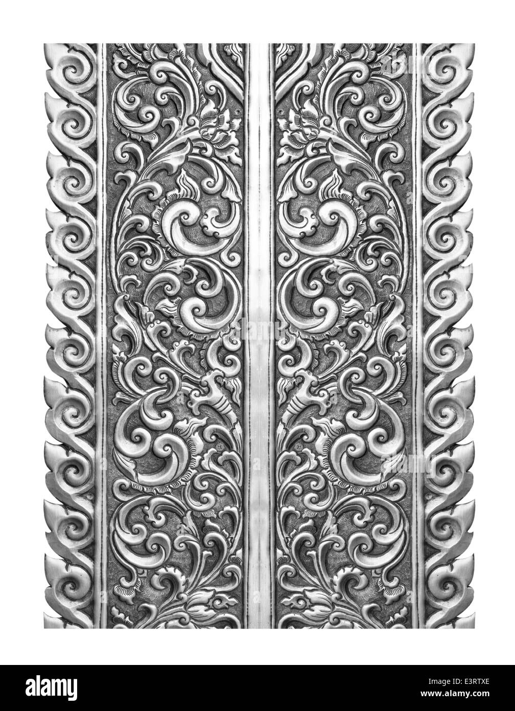 Thailand traditional pattern background old black metal Stock Photo - Alamy