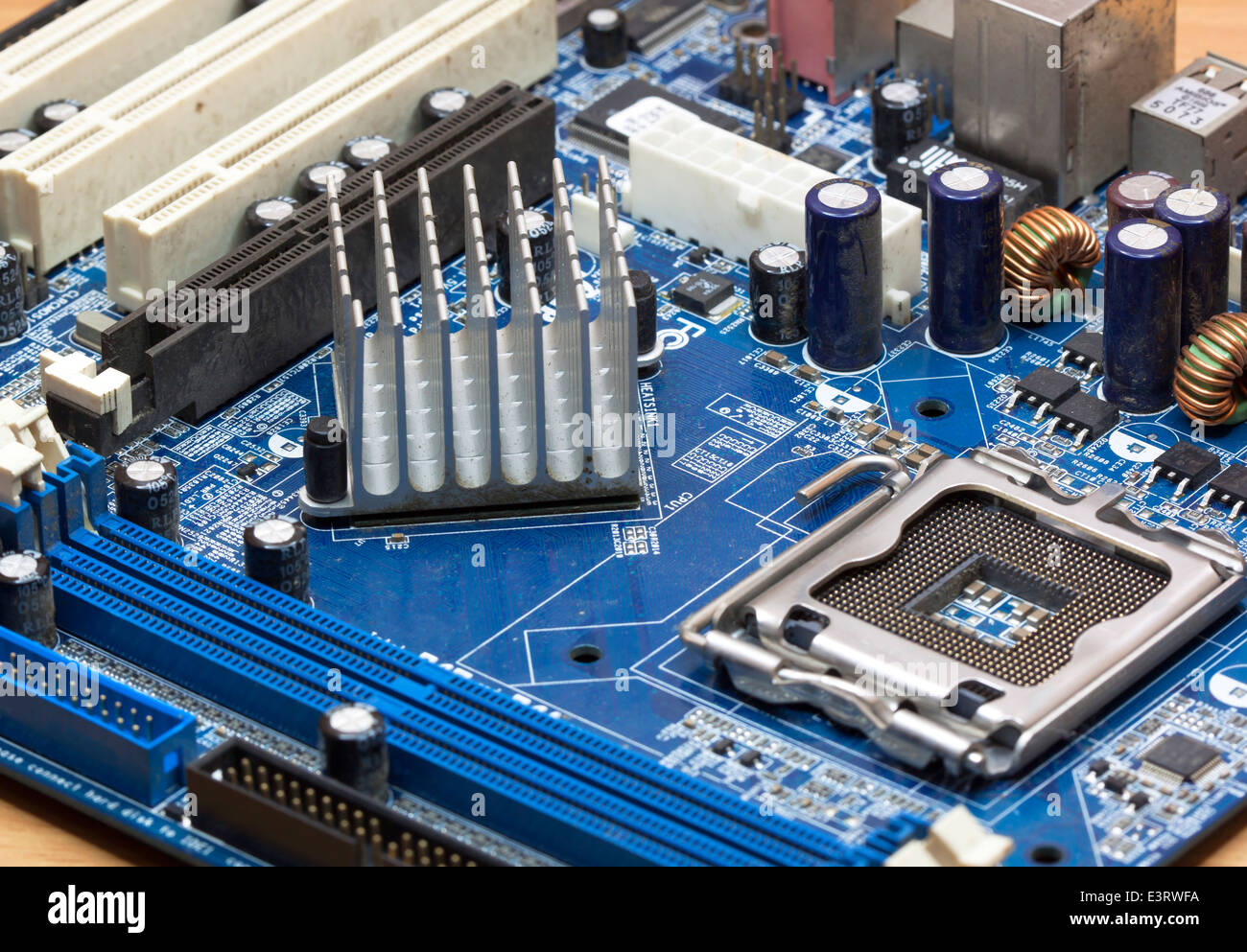 Printed computer motherboard with RAM connector slot Stock Photo - Alamy