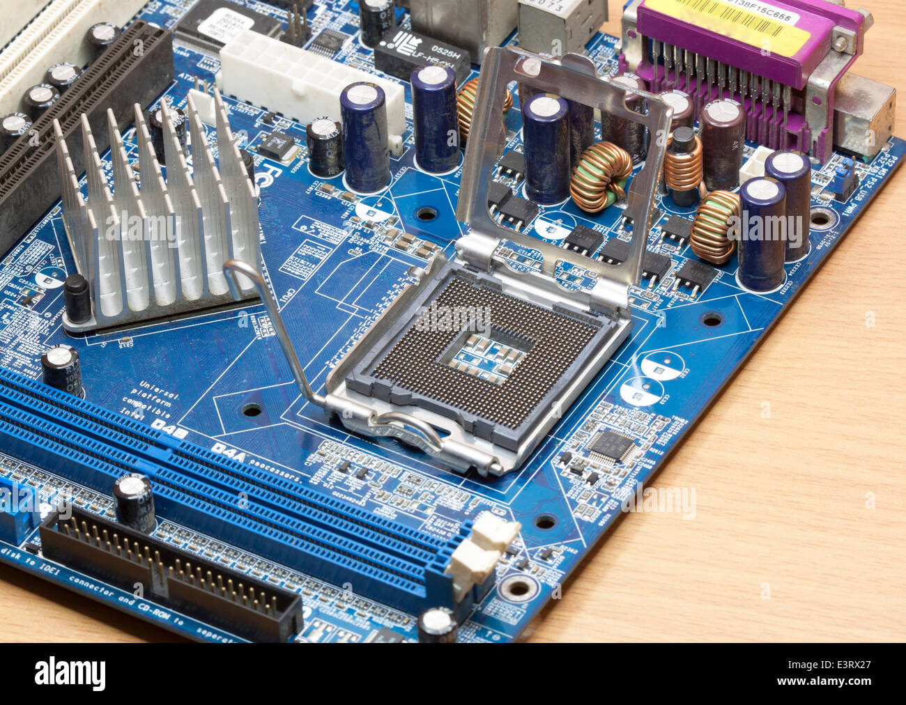 Printed computer motherboard with RAM connector slot Stock Photo - Alamy