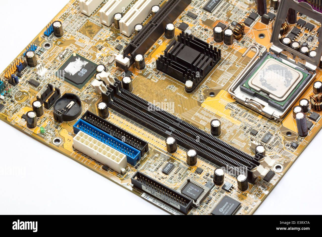 Printed computer motherboard with RAM connector slot Stock Photo - Alamy