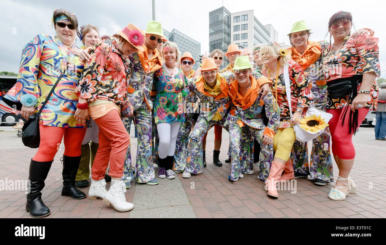German folk pop fans pose during the Schlagermove (lit. German folk pop ...