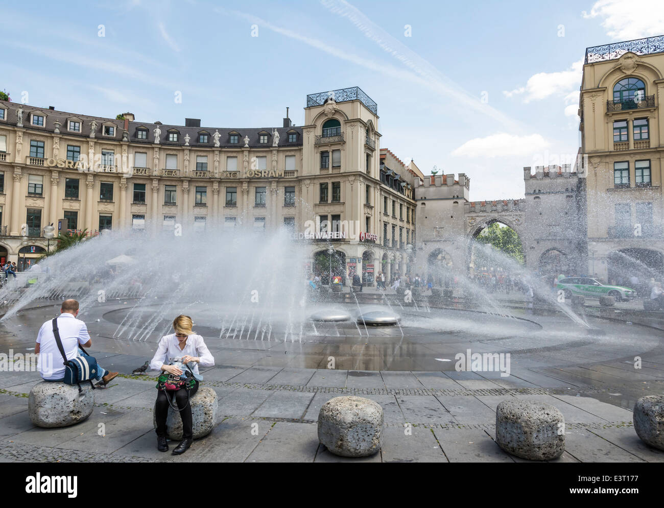 Tourists at Stachus fountain in Munich, Germany Stock Photo - Alamy