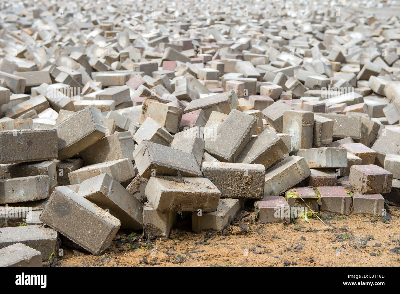 Paving slabs in a mess on the square Stock Photo - Alamy