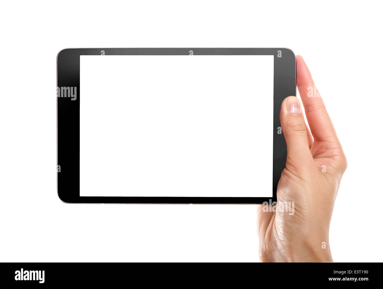Female teen hands holding generic tablet pc, isolated Stock Photo - Alamy