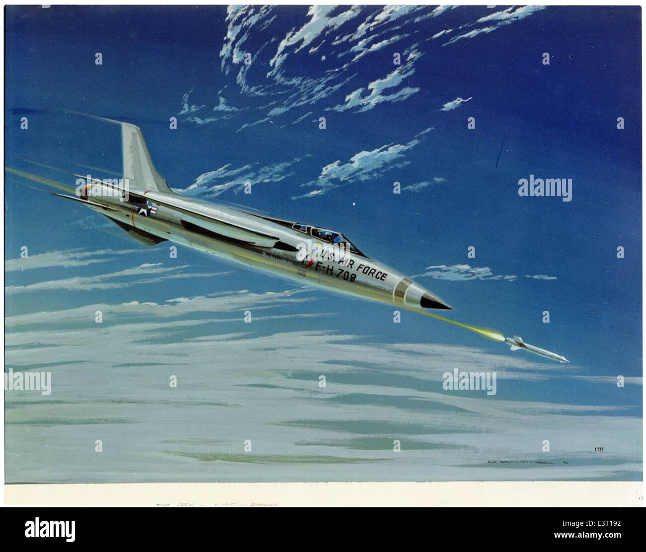 This artwork features the F-105, a prominent aircraft from the 1960s ...