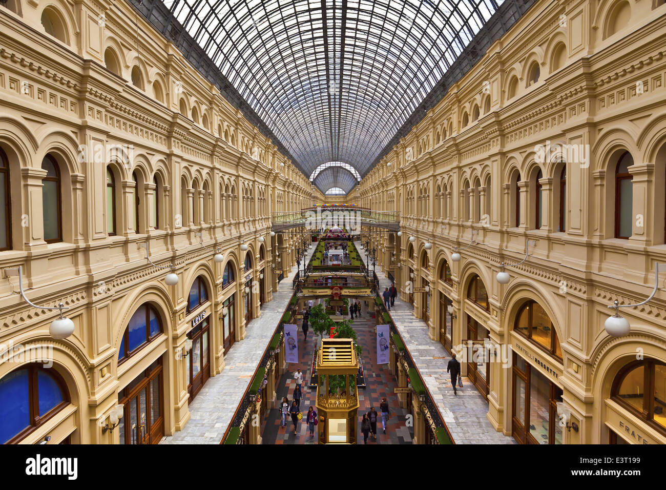 Inside famous GUM the large store in the Kitai-gorod part of Moscow ...