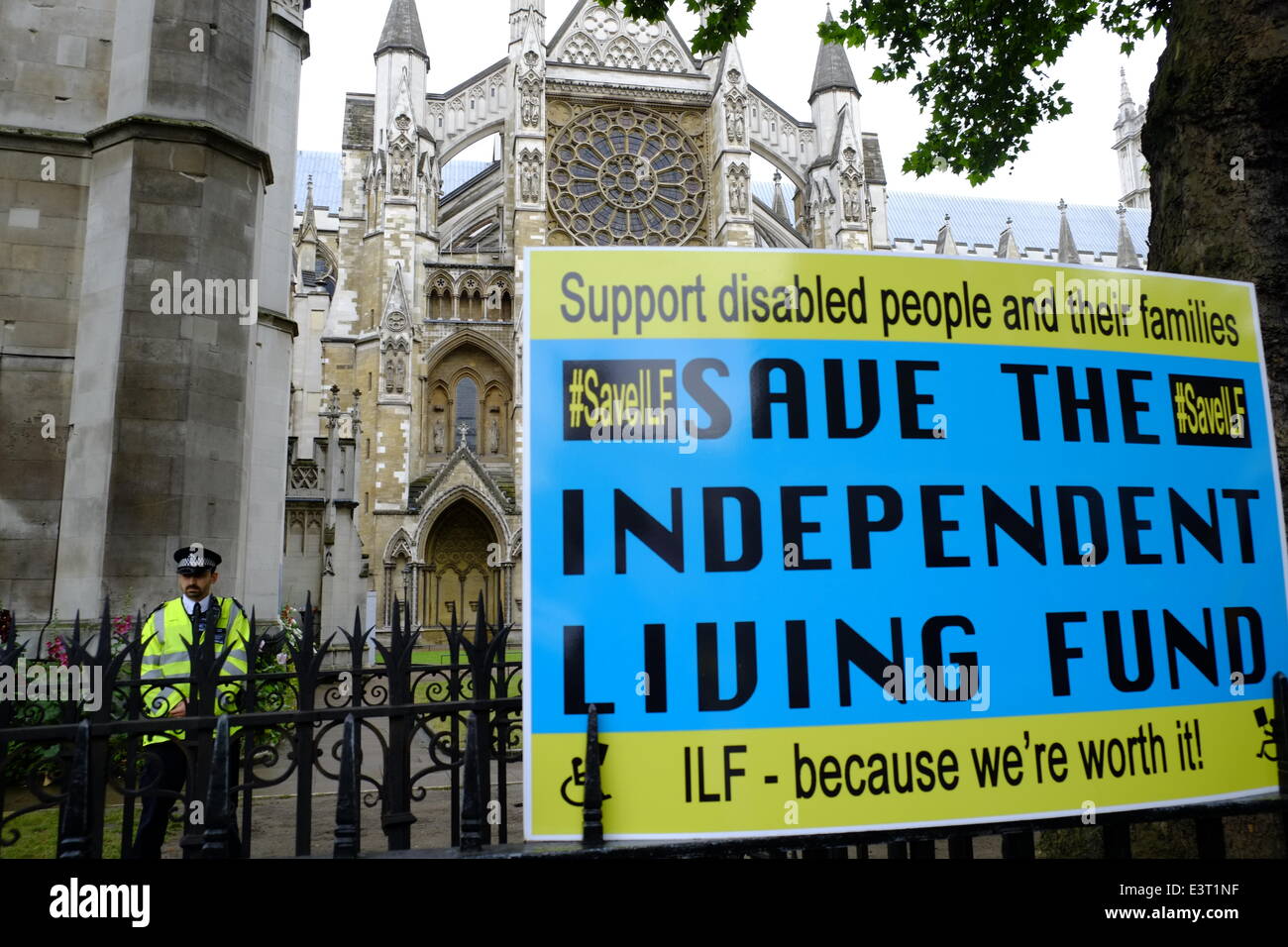 London, UK. 28th June 2014. Disabled People Against Cuts (DPAC) stage a ...