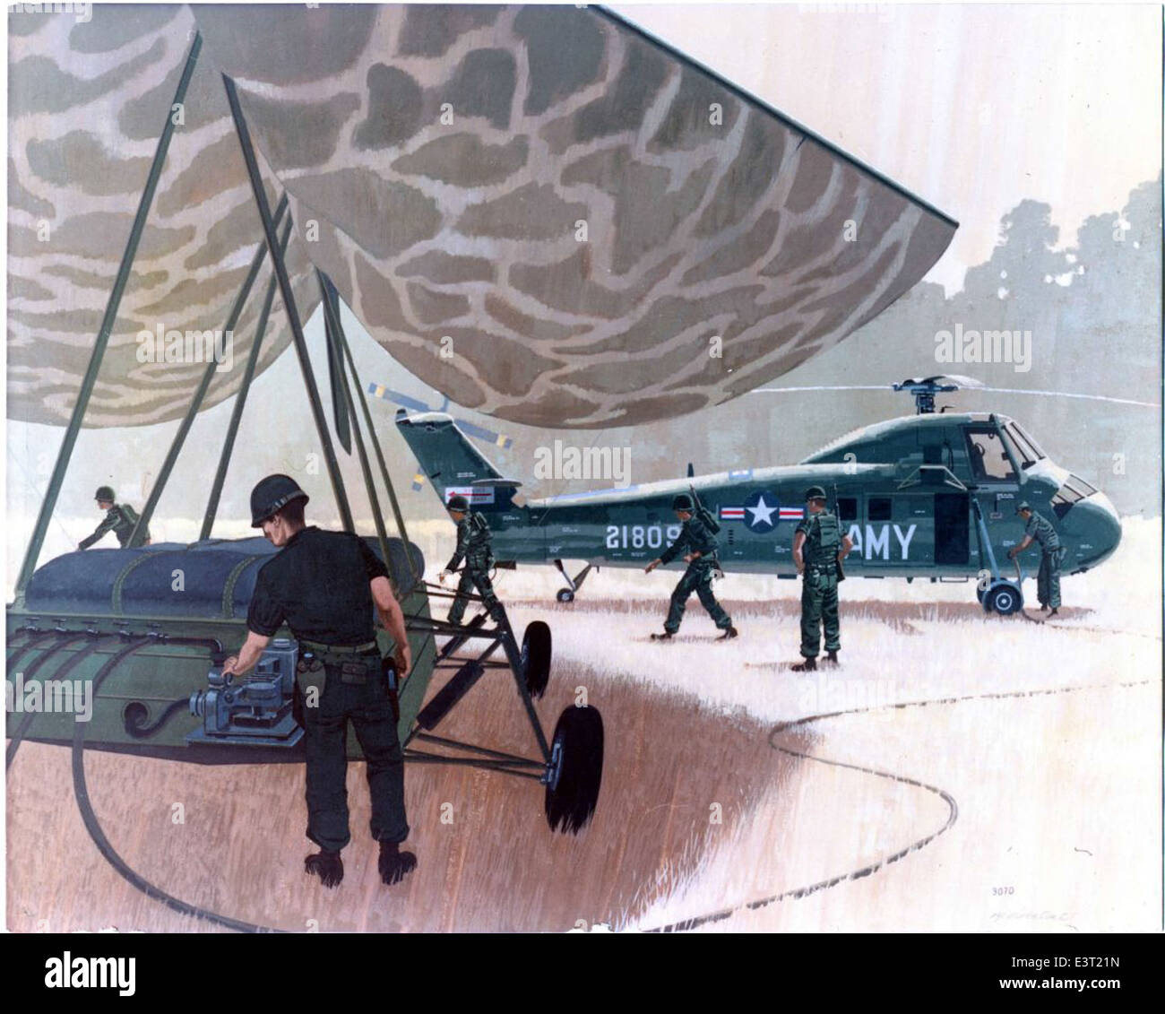 This art print scan depicts the Ryan Aeronautical Flex Wing drone, a ...