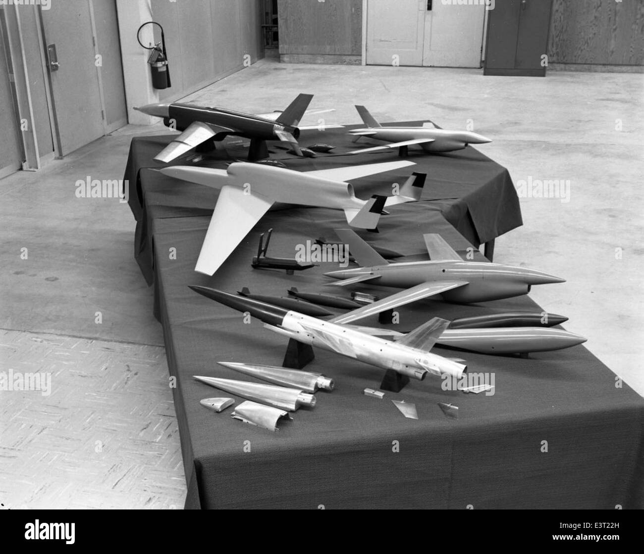 This image features models of the Firebee drone, developed by Ryan ...