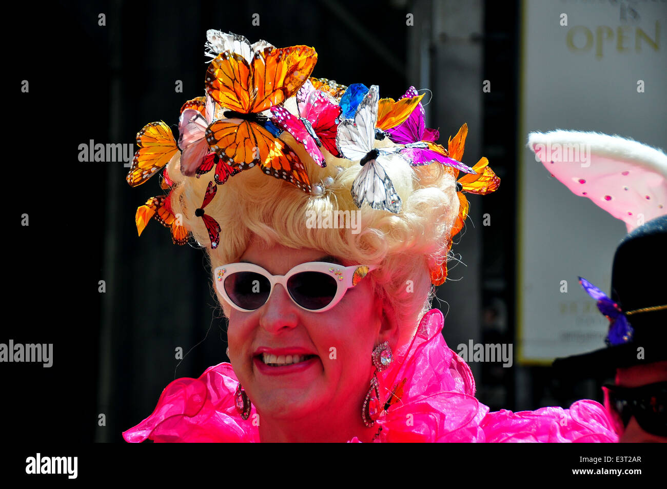 NYC: Woman sporting a butterfly bonnet at the 2014 Easter Parade on ...