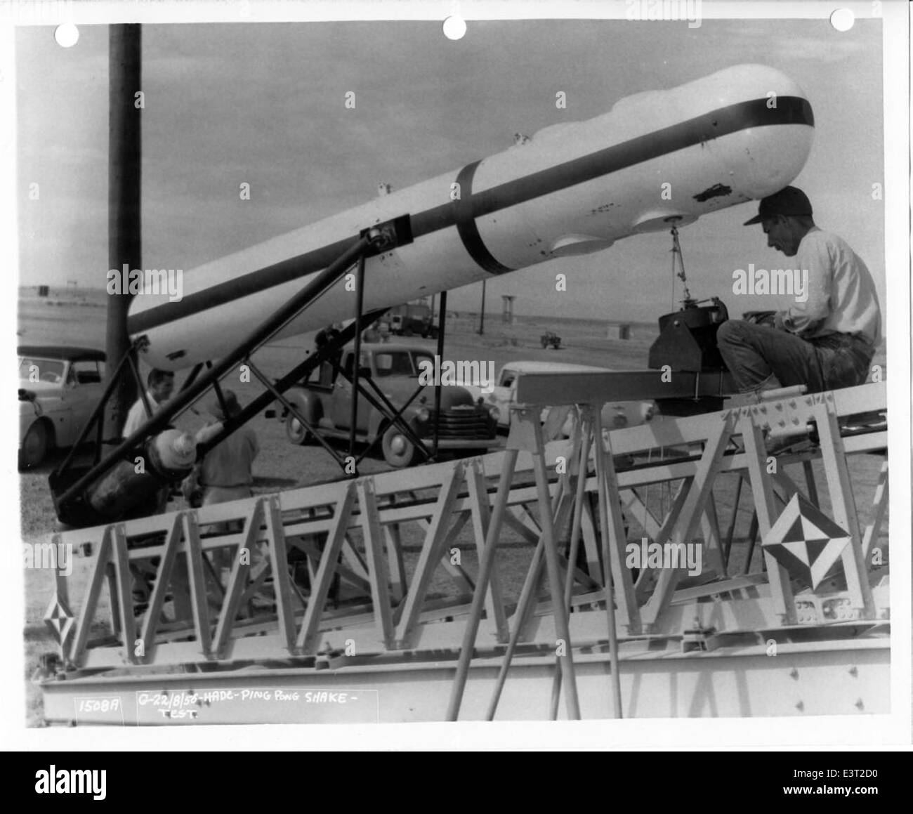This image shows the Q-4 drone undergoing a ground launch rail test ...