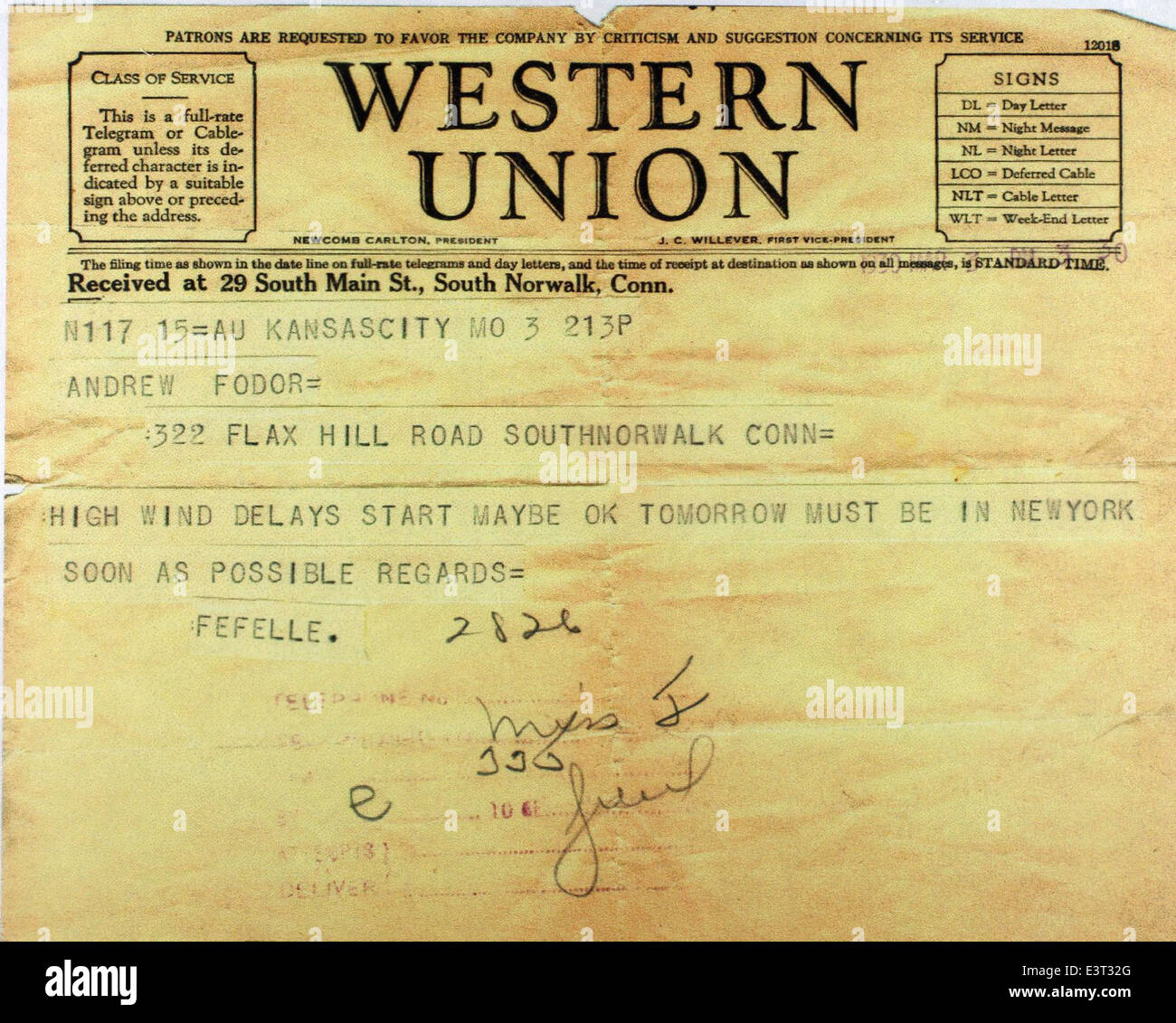Historical telegram western union hi-res stock photography and images ...