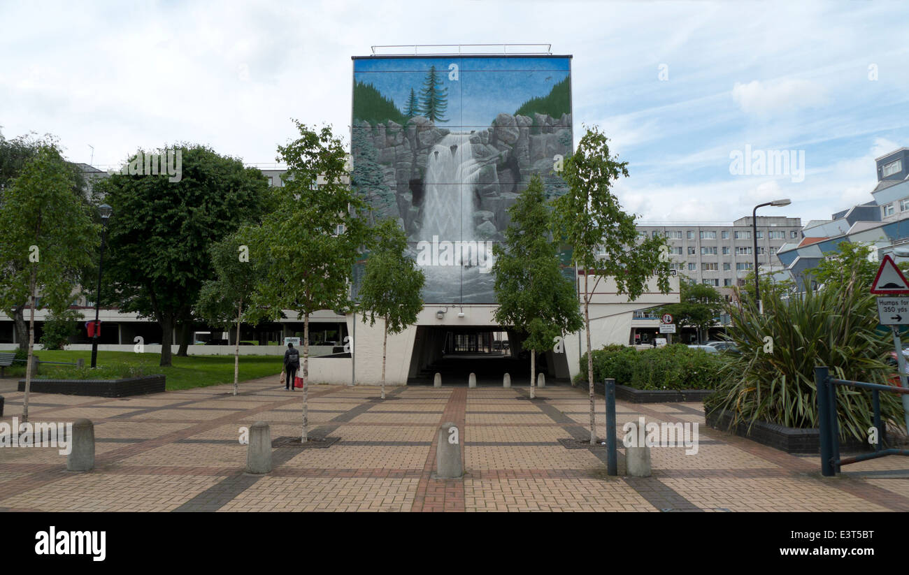 Painting of a waterfall on Broadwater Farm Housing Estate in Tottenham ...