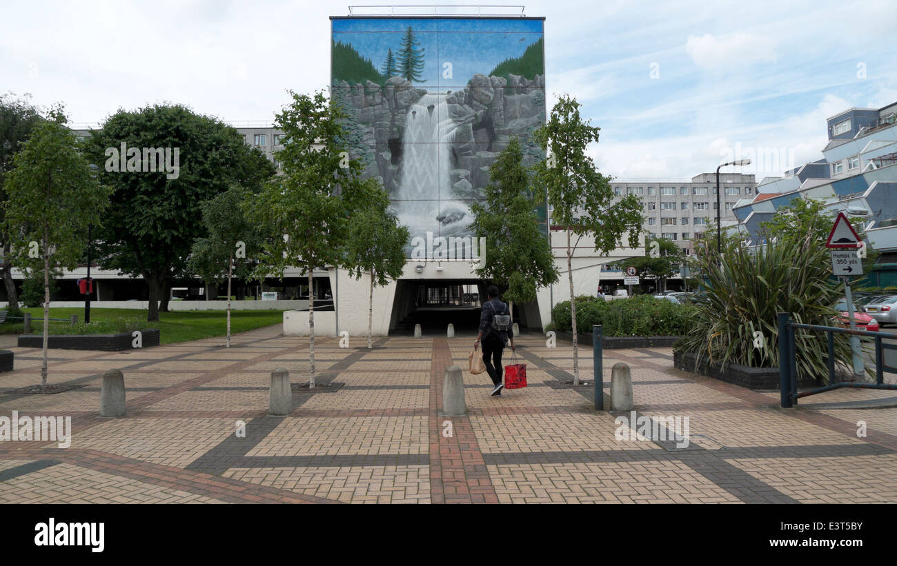 Painting of a waterfall on Broadwater Farm Housing Estate in Tottenham ...