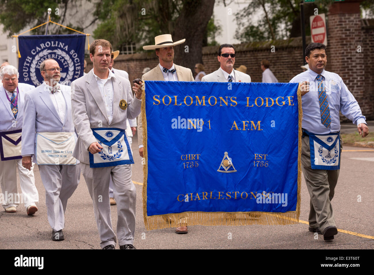 Members of the Solomon's Lodge Masonic Order march down Meeting Street ...