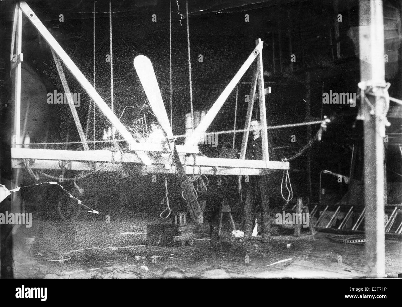 This image showcases a Curtiss test rig designed to measure thrust in ...