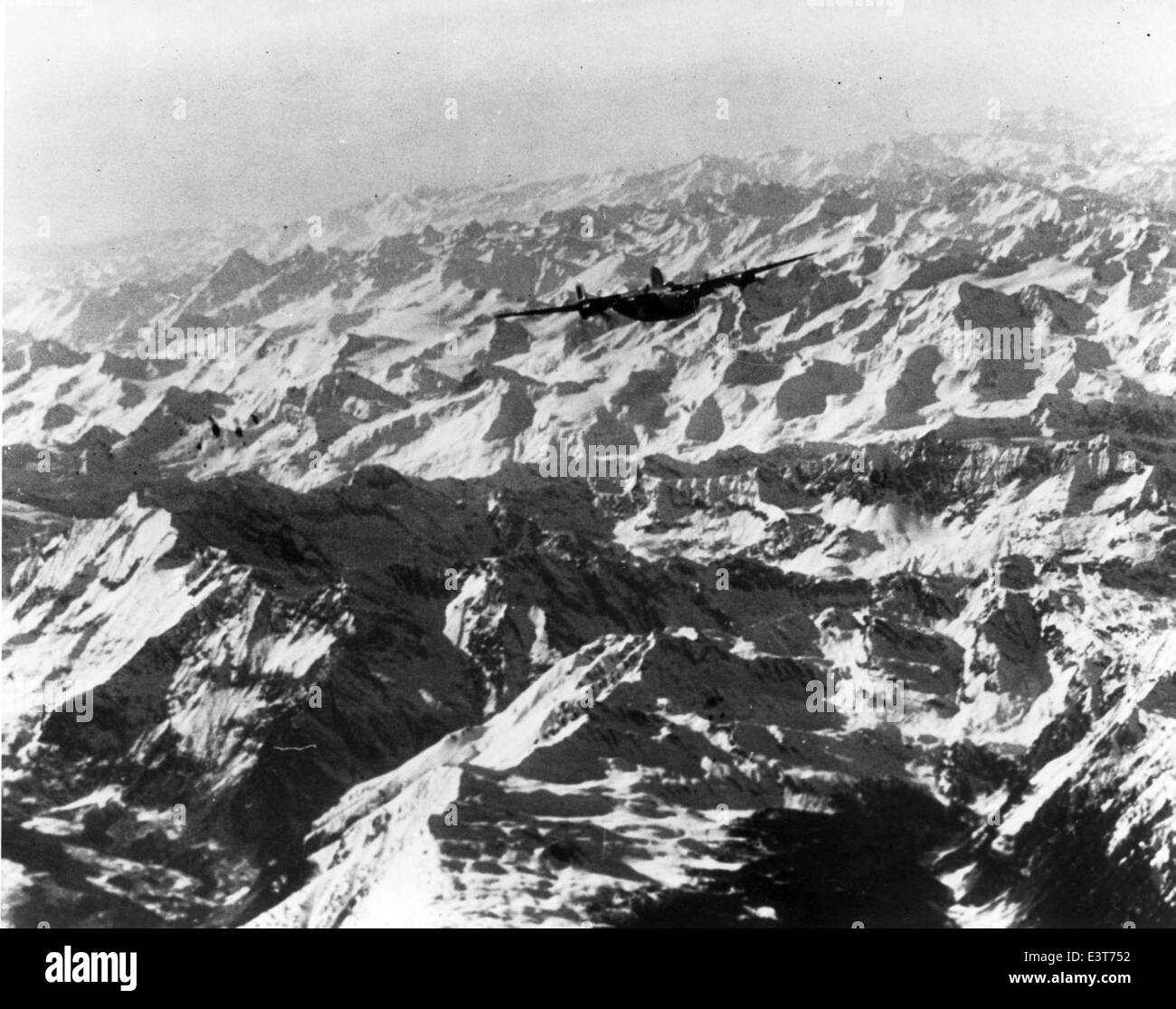 The Consolidated B-24 Liberator flying over the Alps during World War ...