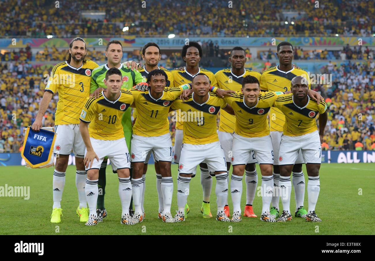 Rio De Janeiro, Brazil. 28th June, 2014. Colombia's players pose for a ...