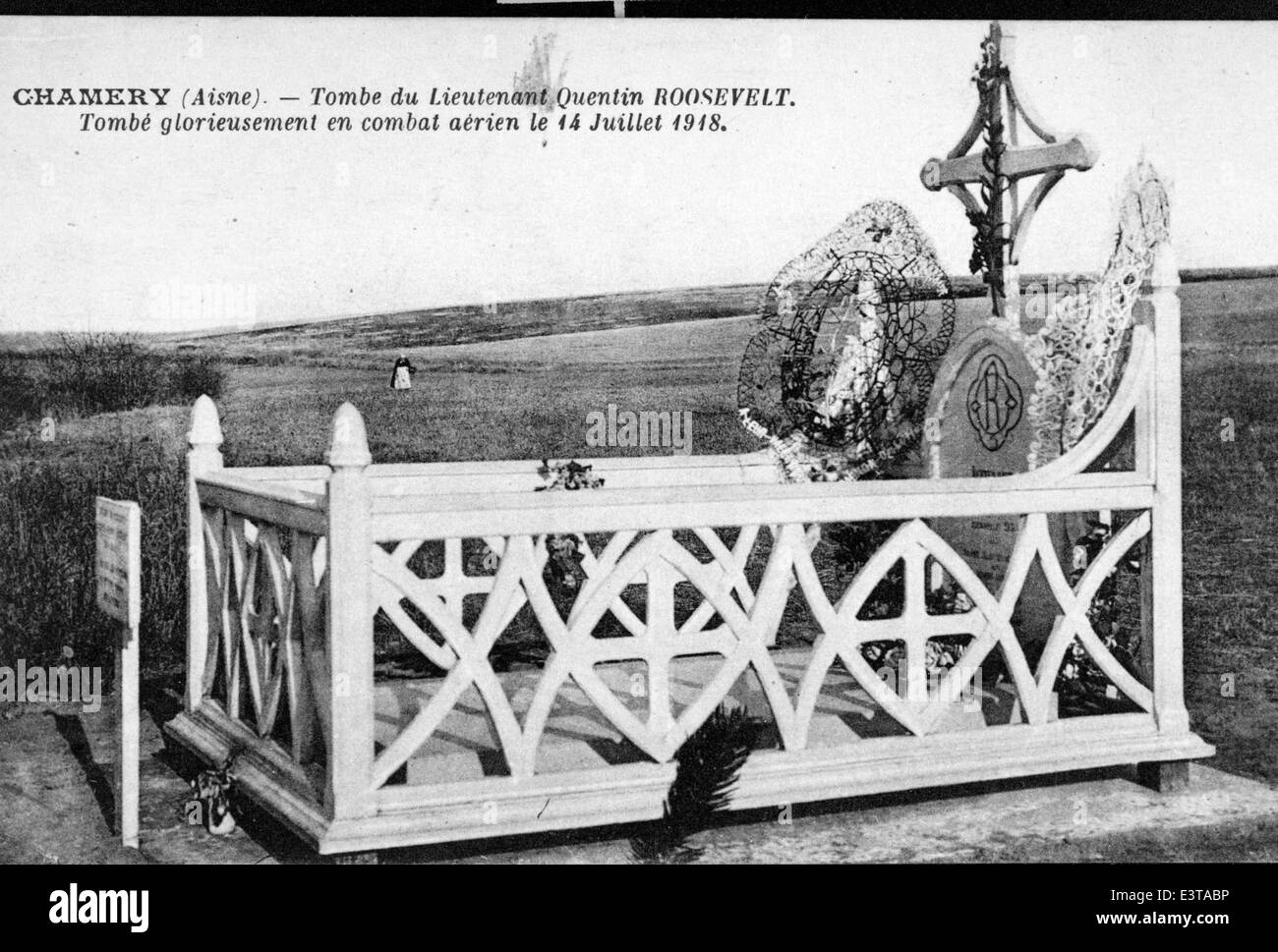 This photograph from the Larson Collection depicts the grave of Quentin ...