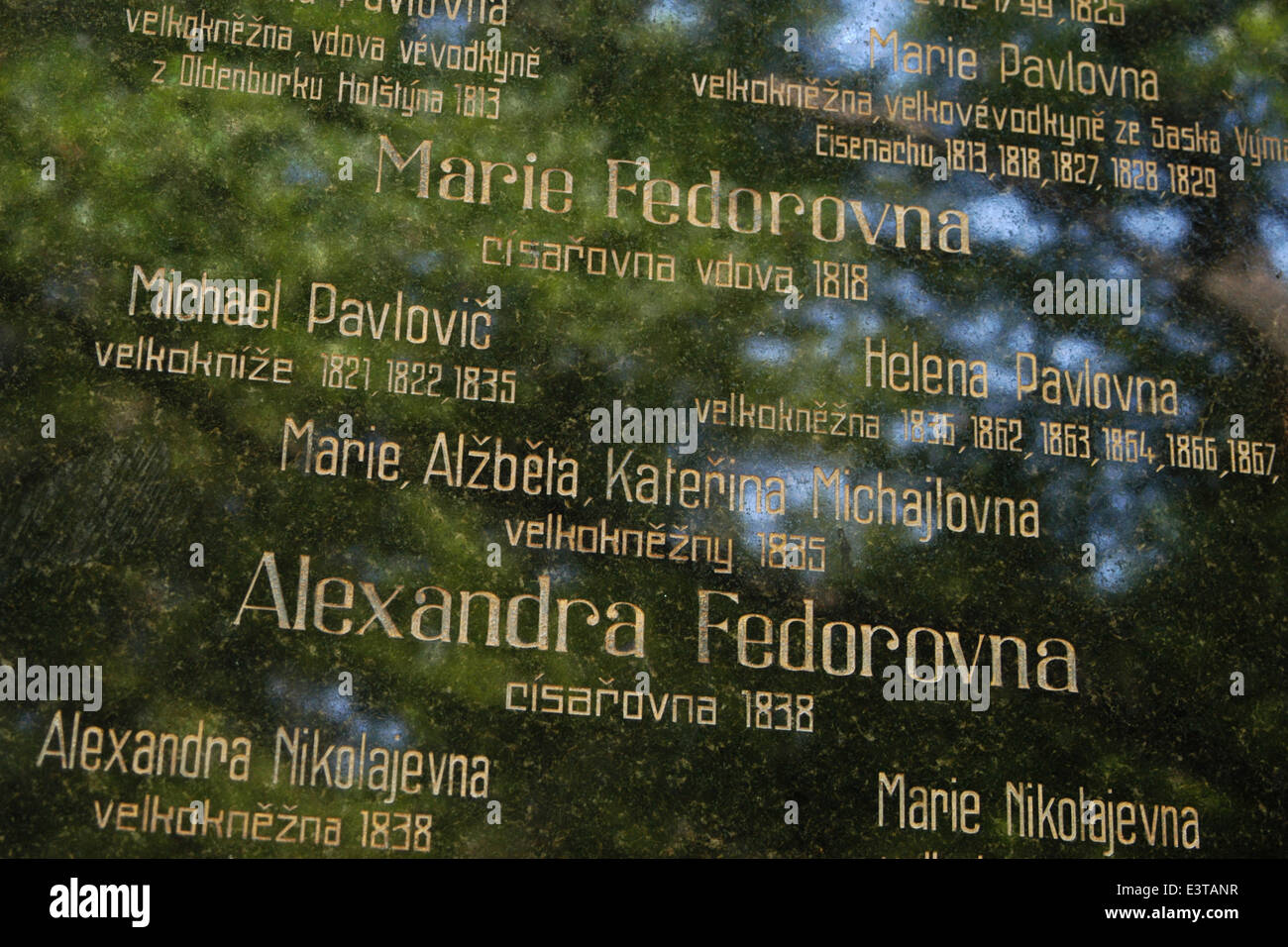 Memorial plaque with list of members of the House of Romanov visited ...