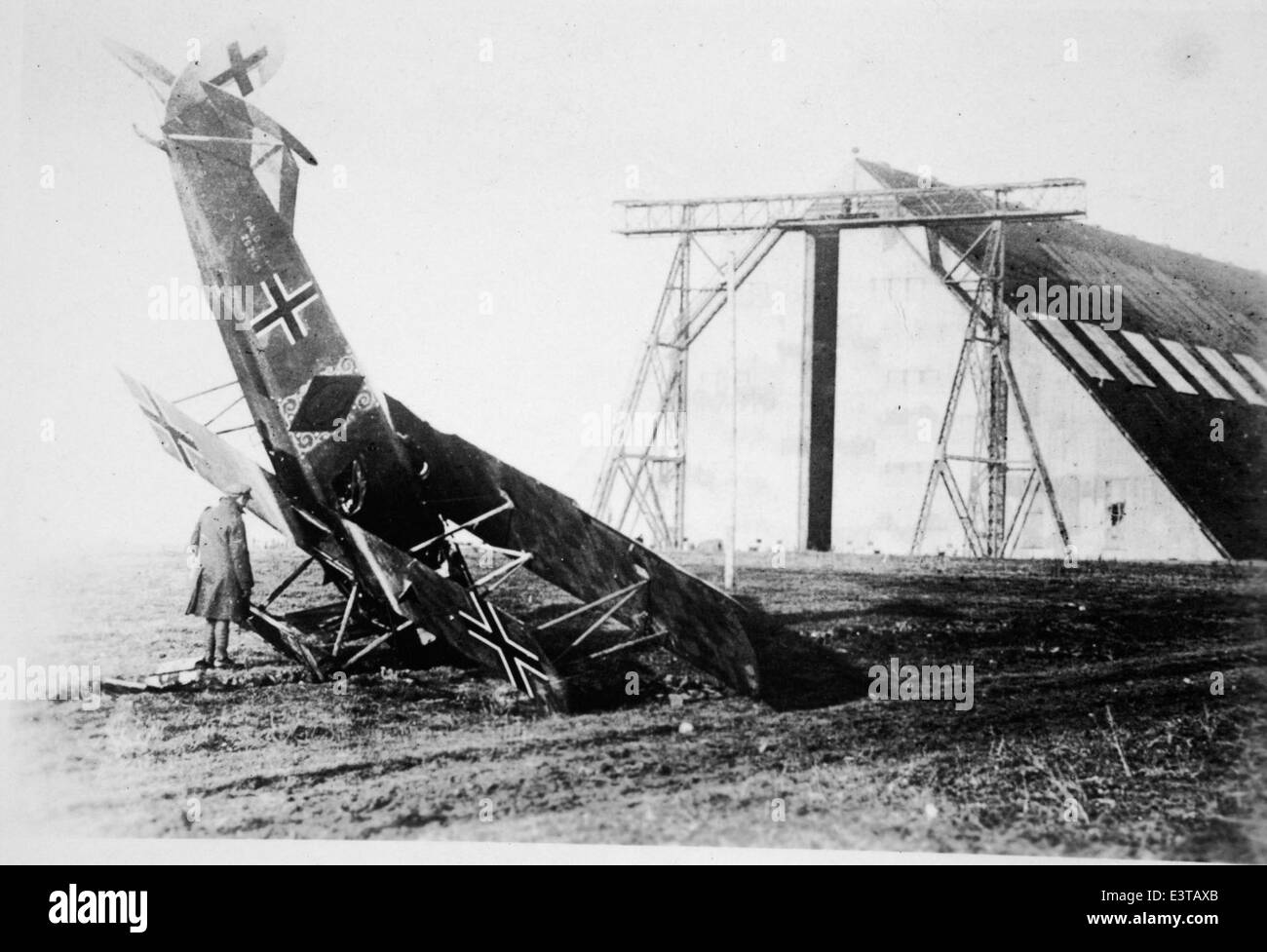 This photograph shows the Zeppelin shed at Namur, a hangar used to ...