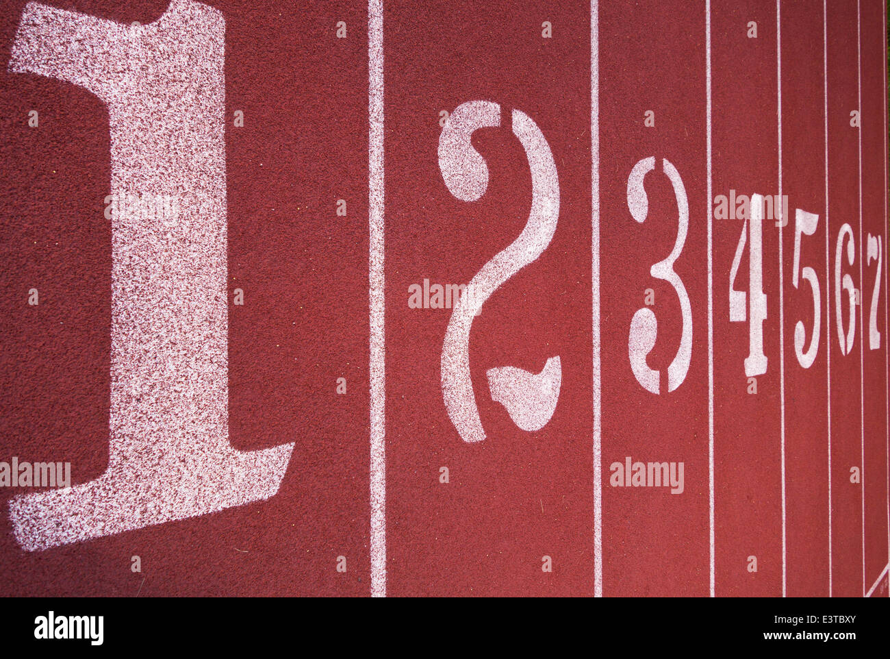 Markings and numbers on a running track, Pittsburgh, PA Stock Photo - Alamy