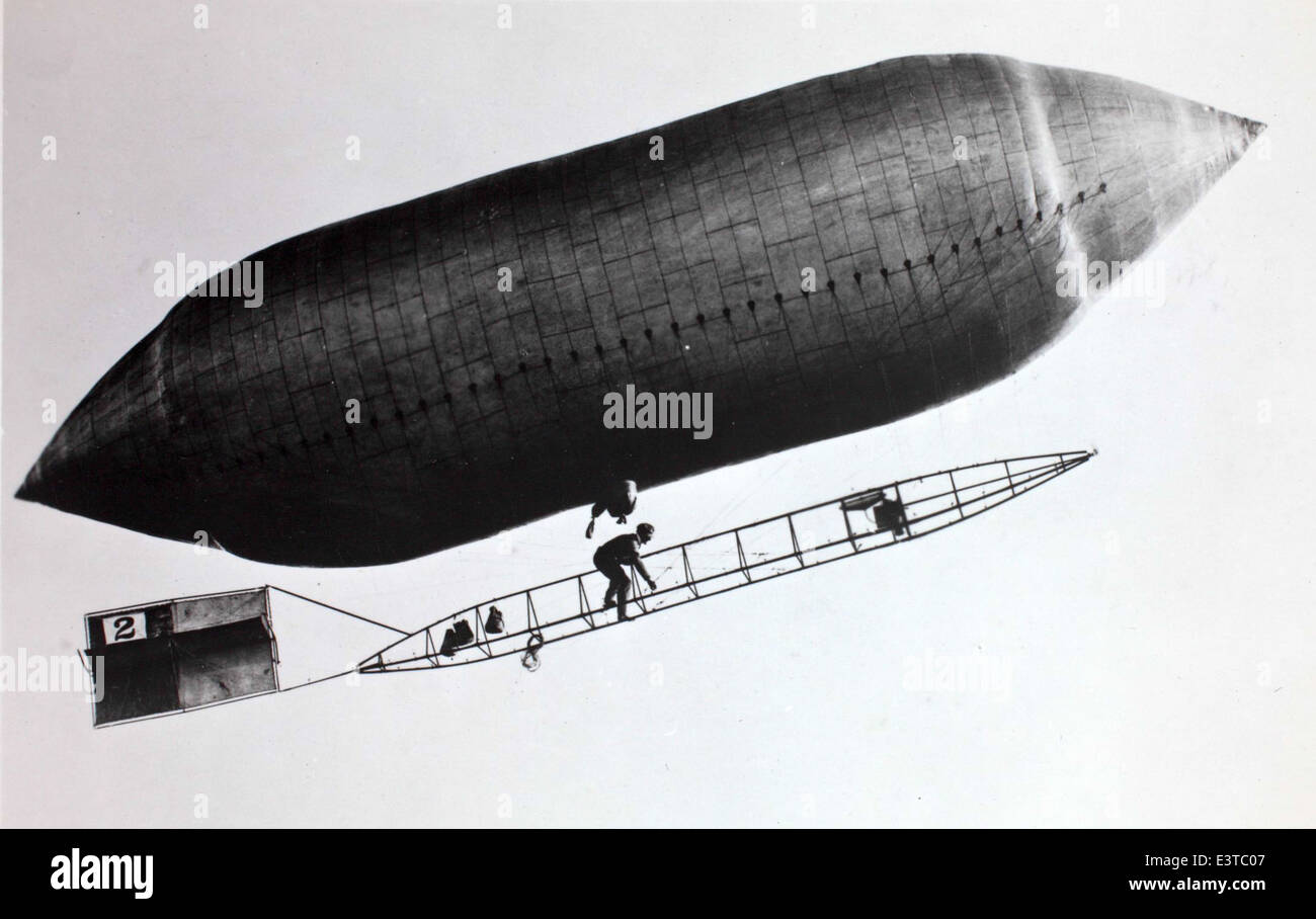 This historical image captures a balloon flight, a precursor to modern ...