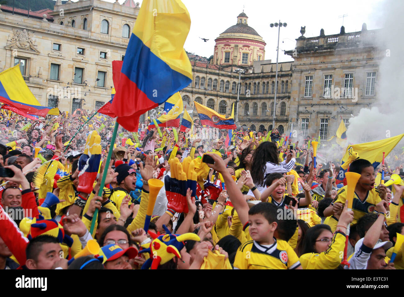 Bogota, Colombia. 28th June, 2014. The Colombians joyfully celebrate at ...